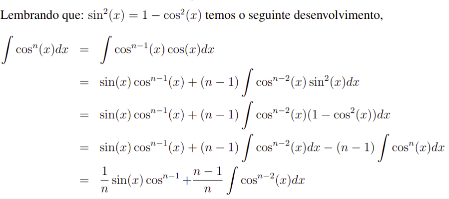 Integrais trigonométricas recursivas - Parte 1 - Blog